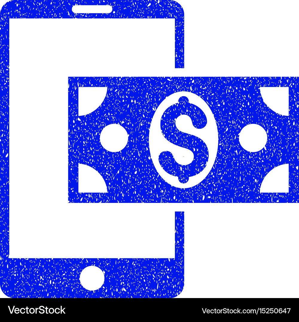 Mobile dollar cash grunge icon Royalty Free Vector Image