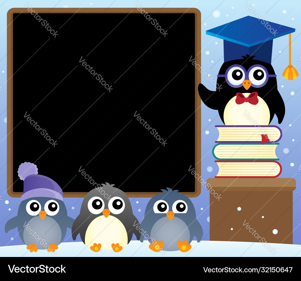 School penguins theme image 2 Royalty Free Vector Image
