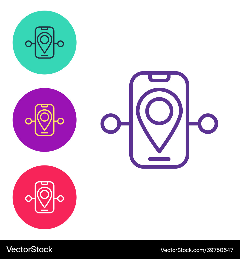 Set line route location icon isolated on white Vector Image