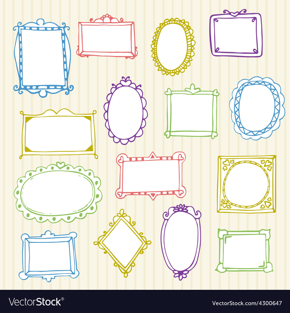 Set of hand drawn frames hand drawn design Vector Image