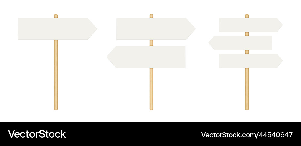 Signboard with wooden pole direction sign post Vector Image