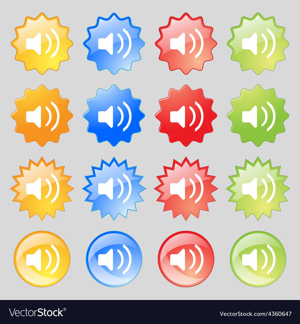 Speaker volume sound icon sign big set of 16 Vector Image