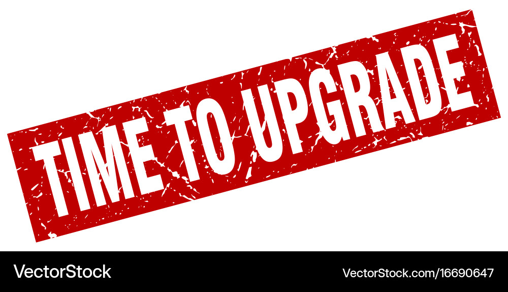 Square grunge red time to upgrade stamp Royalty Free Vector