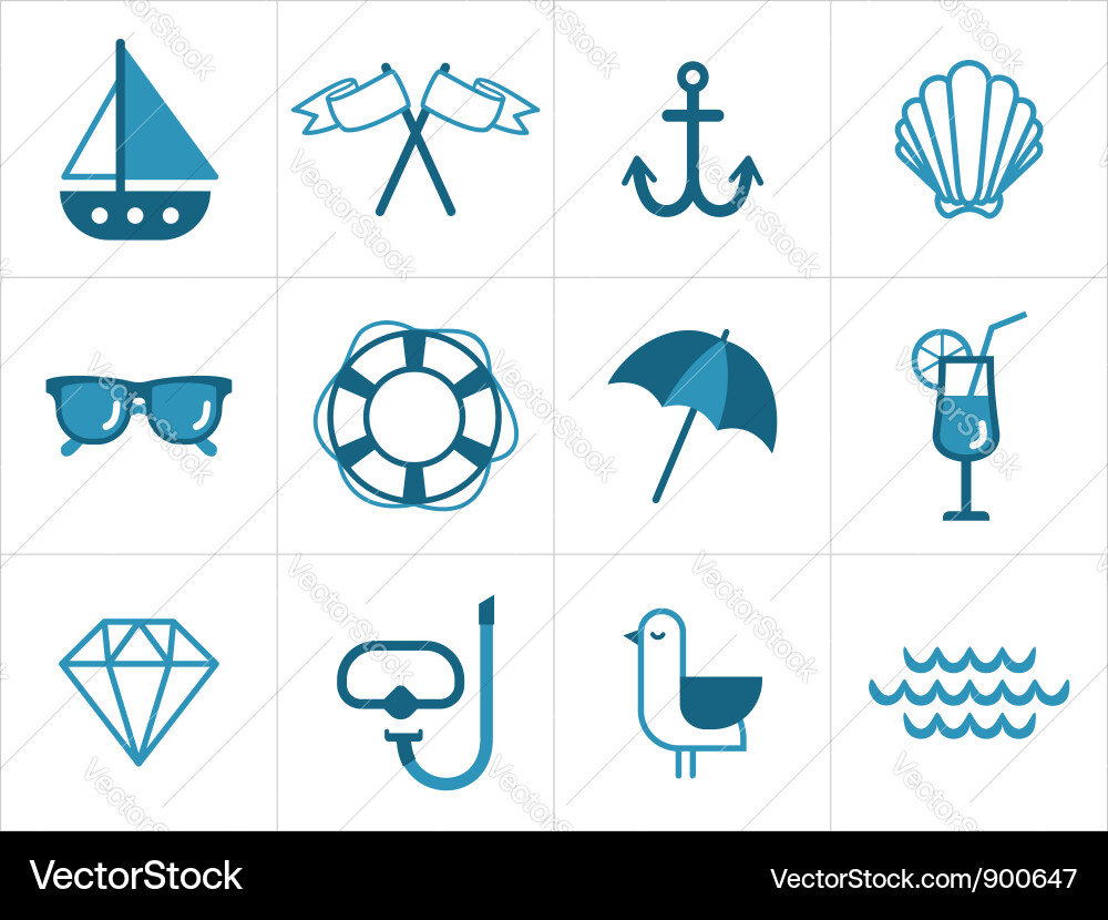 Summer sea icons Royalty Free Vector Image - VectorStock