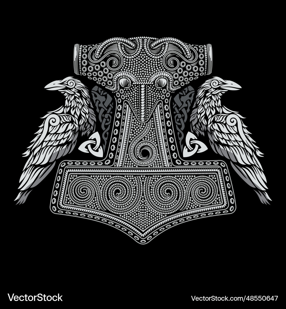 Viking old celtic scandinavian design hammer Vector Image