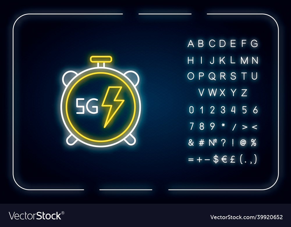 5g stopwatch neon light icon high performance low Vector Image 5g stopwatch neon light icon high performance low Vector Image