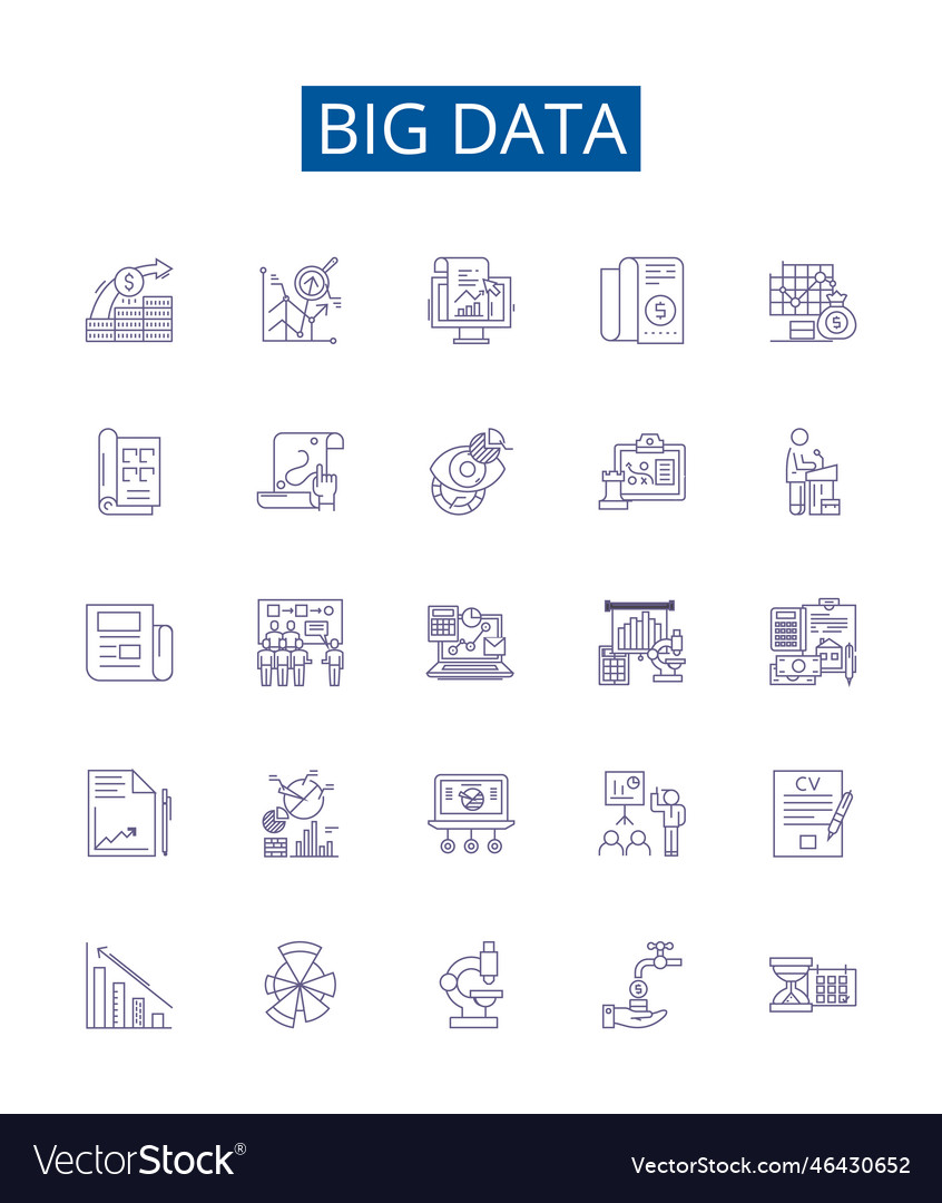 Big data line icons signs set design collection Vector Image