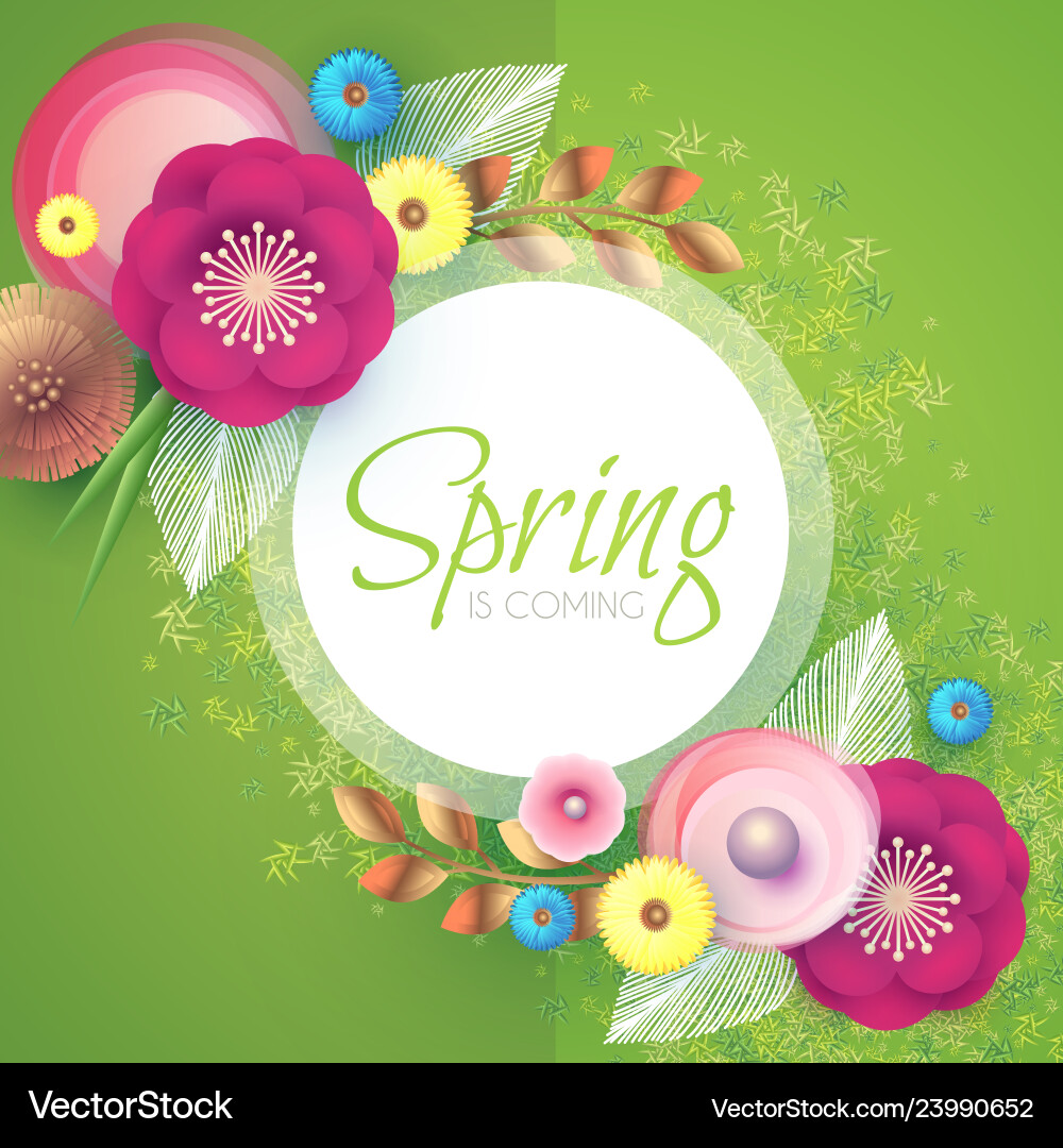 Flower paper cut spring design template Royalty Free Vector