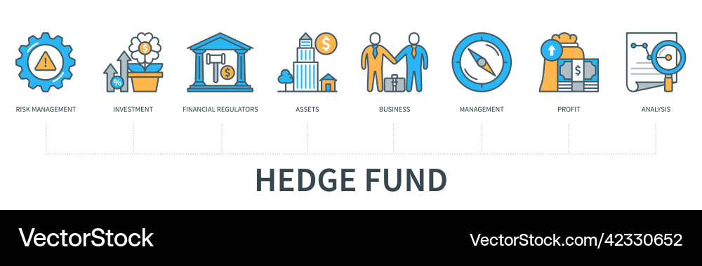 Hedge fund infographics in minimal flat line style