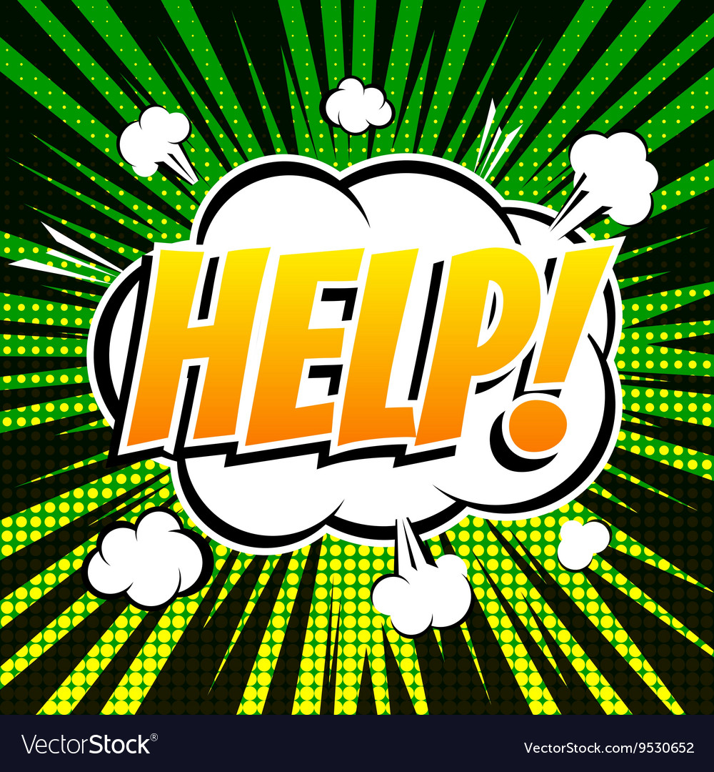 Help comic book bubble text retro style Royalty Free Vector
