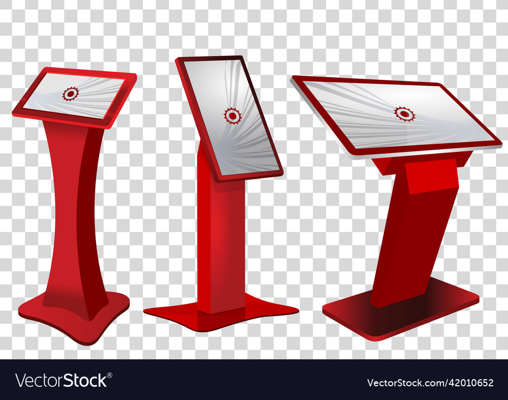 Interactive kiosk terminal stand mock up Vector Image
