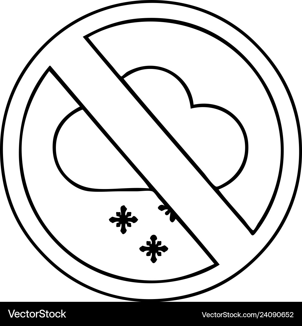 Line drawing cartoon no snow allowed sign Vector Image