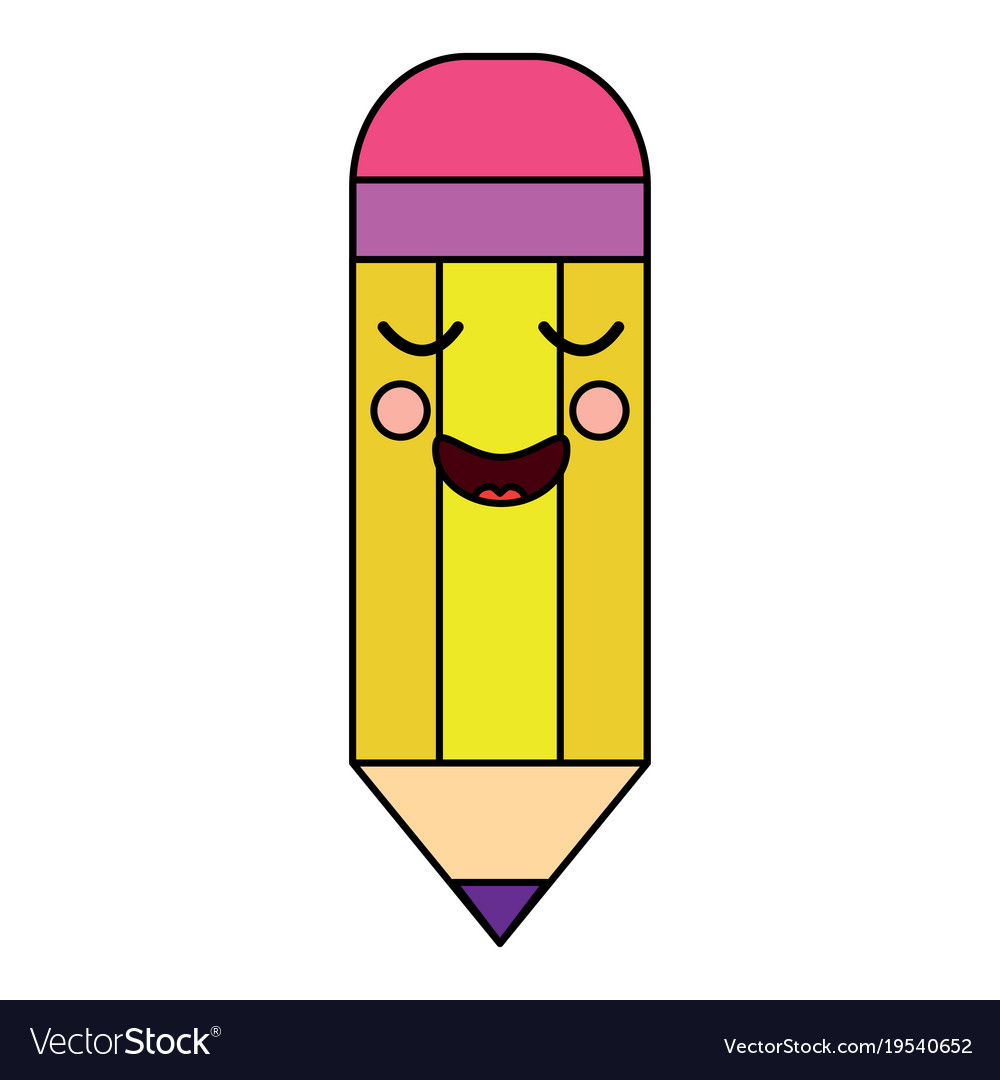 Pencil happy school supplies kawaii icon ima Vector Image