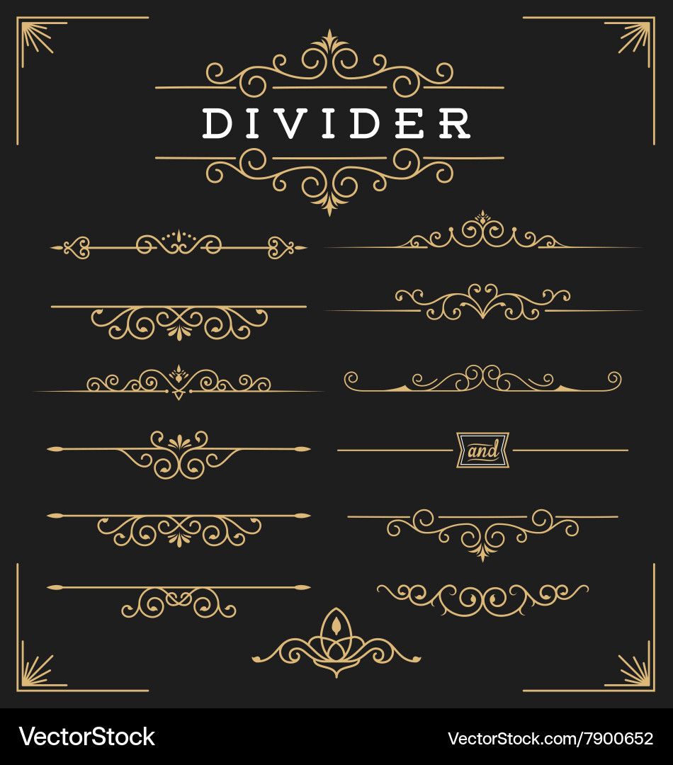 Set of horizontal flourishes divider Royalty Free Vector