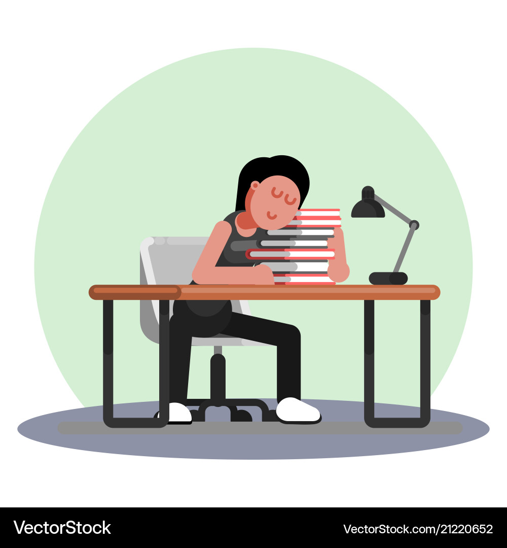 Student girl preparing to passing exam Royalty Free Vector