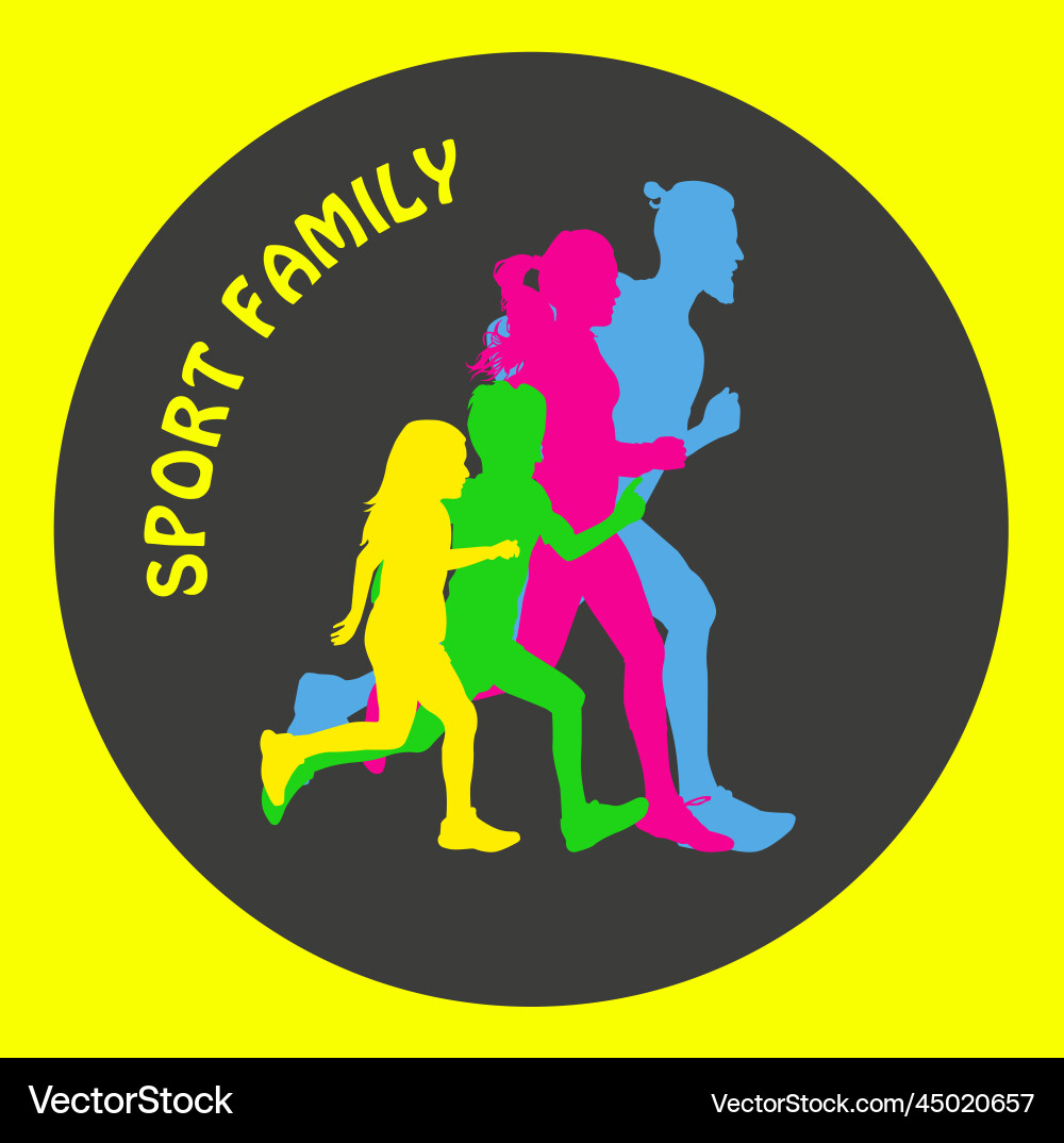 A family running exercise Royalty Free Vector Image