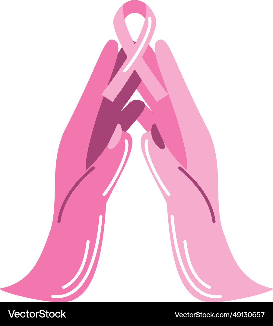 Breast cancer awareness pink hands Royalty Free Vector Image