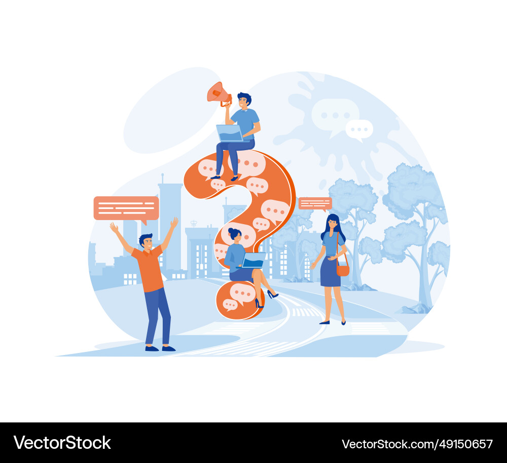 Business people ask questions using laptop phone Vector Image