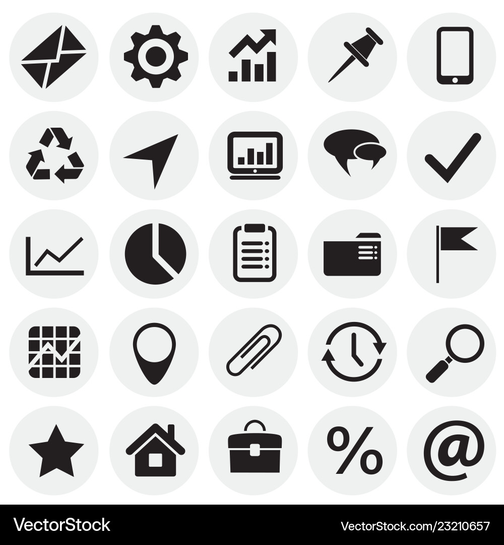 Business simple icons set on circles background Vector Image