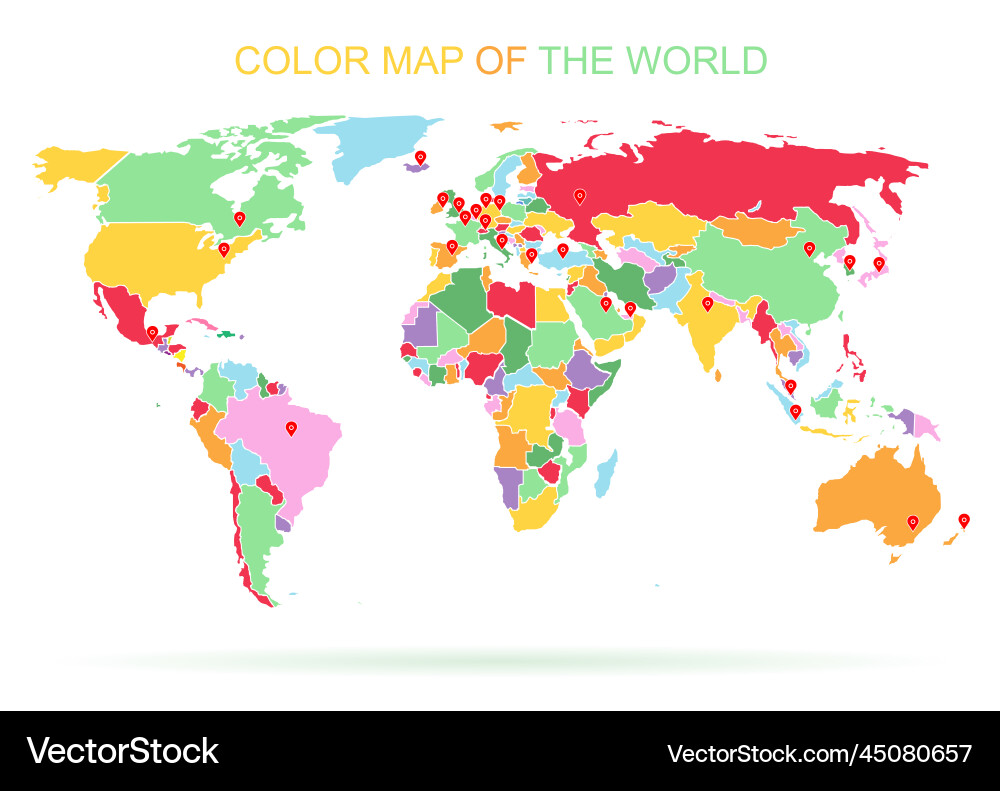 Color map of the world Royalty Free Vector Image