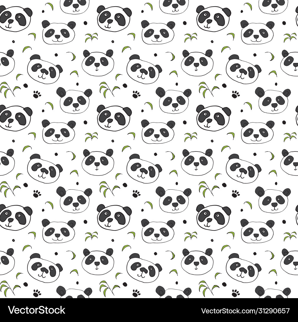 Cute panda bear seamless pattern cute animals Vector Image