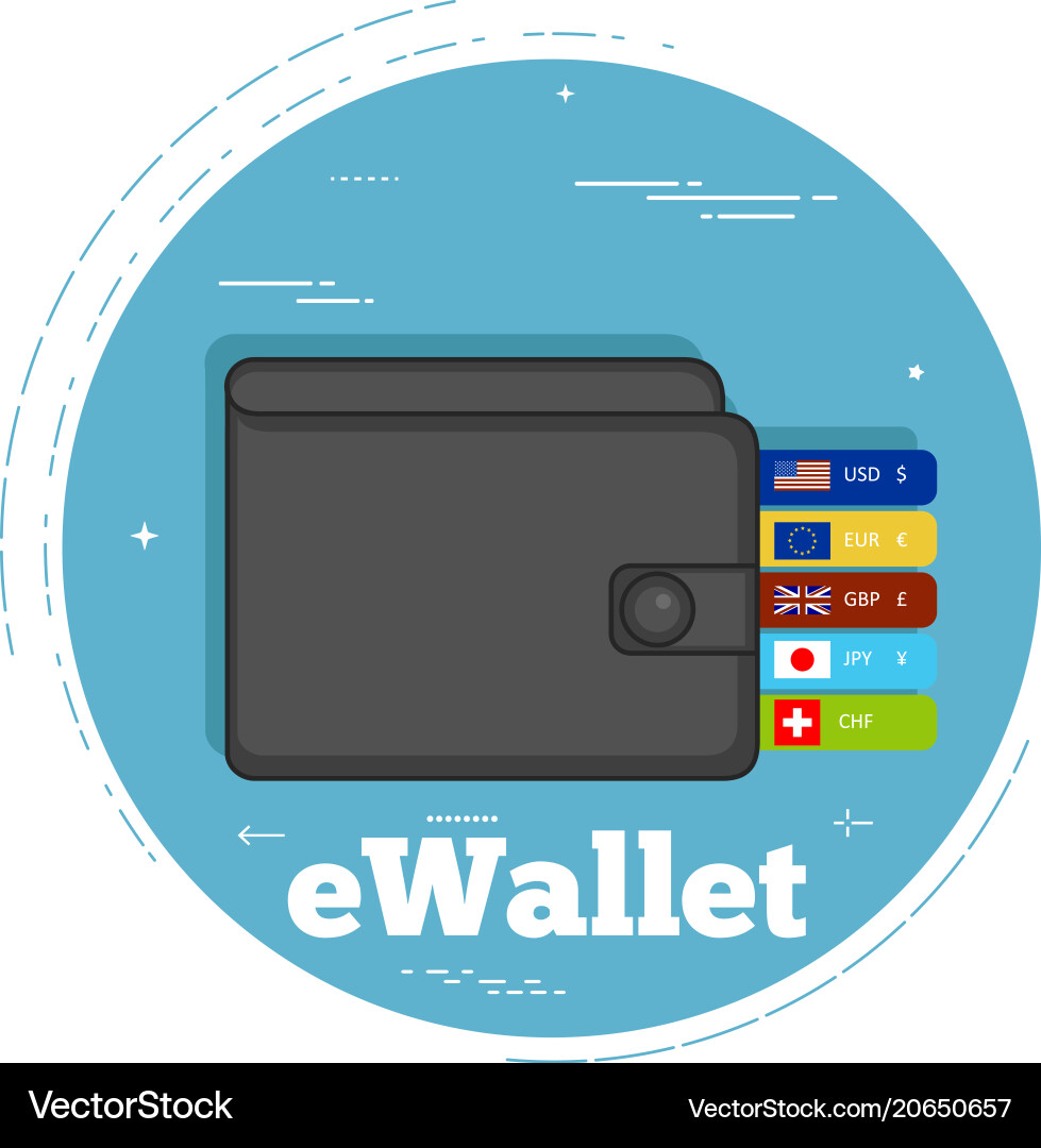 Ewallet concept in line art style Royalty Free Vector Image