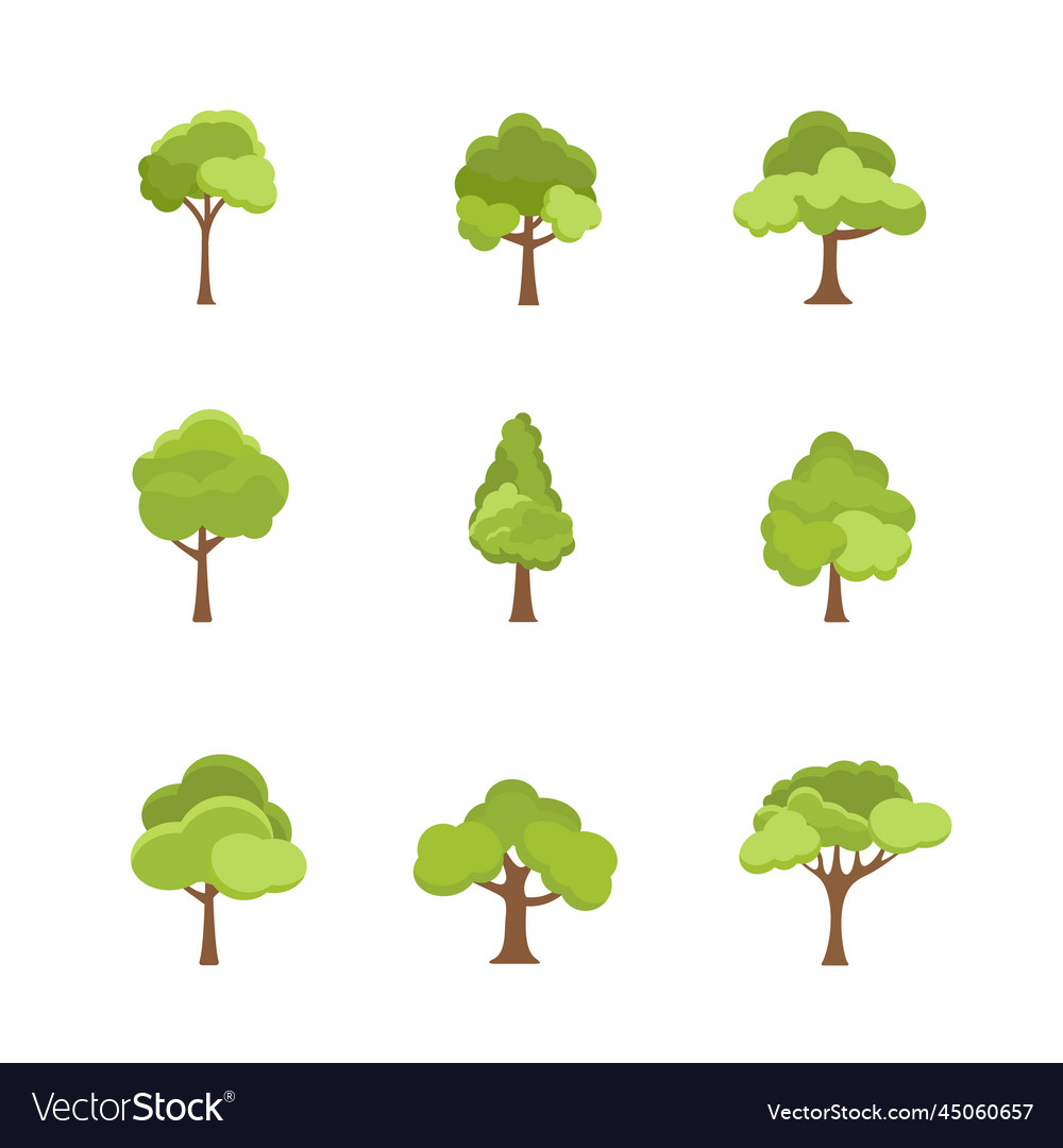 Flat tree icon trees forest simple Royalty Free Vector Image