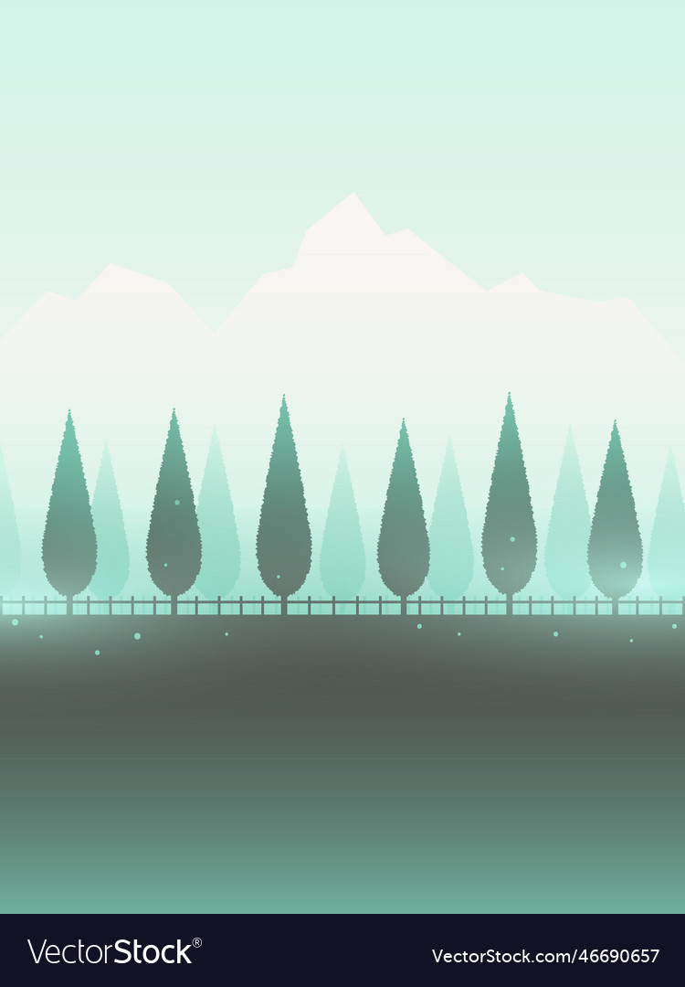 Foggy alps landscape with rural road Royalty Free Vector