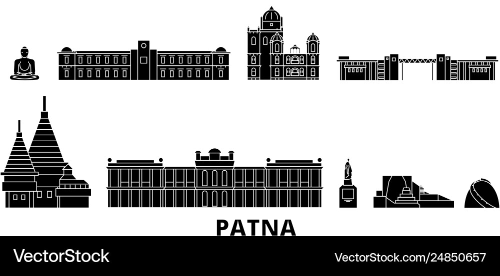 India patna flat travel skyline set Royalty Free Vector