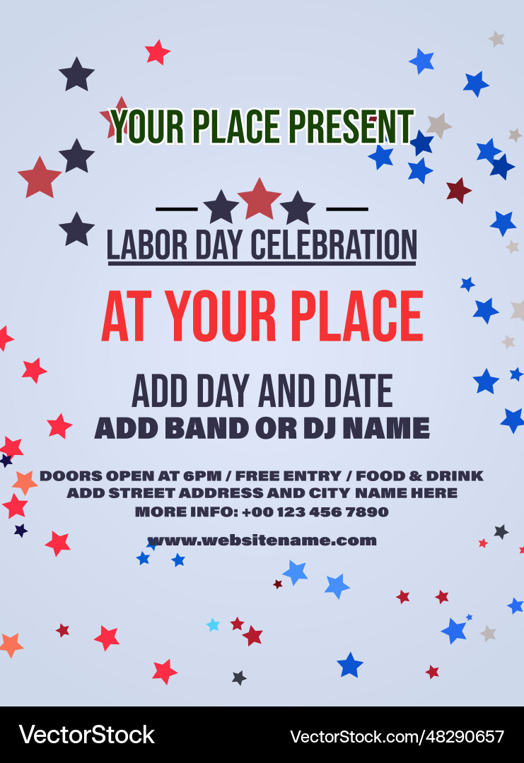 Labor day party celebration flyer poster design Vector Image