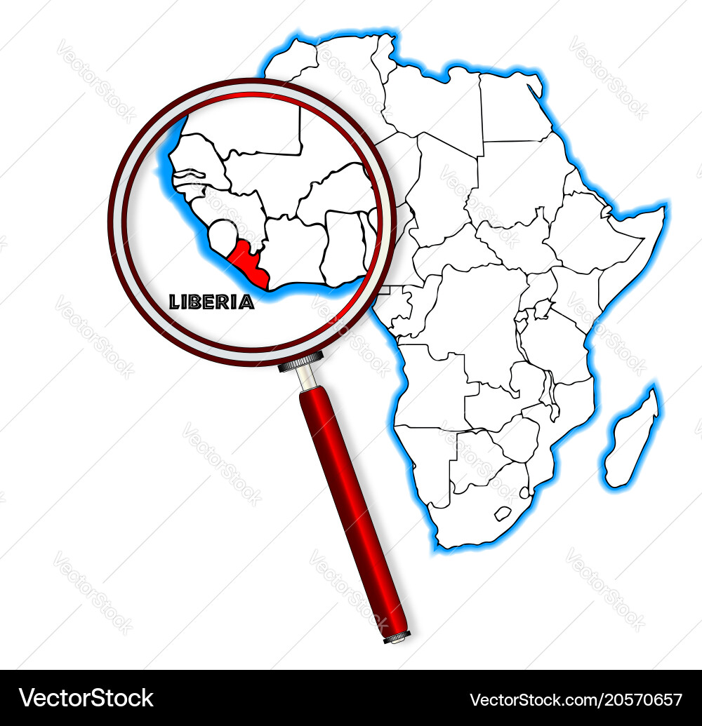 Liberia under a magnifying glass Royalty Free Vector Image