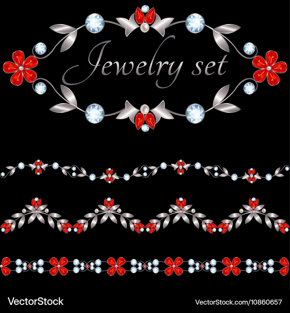 Set of jewelry borders Royalty Free Vector Image