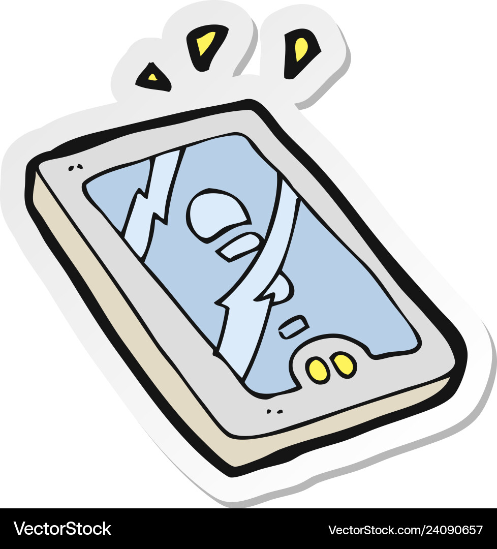 Sticker of a cartoon tablet device Royalty Free Vector Image