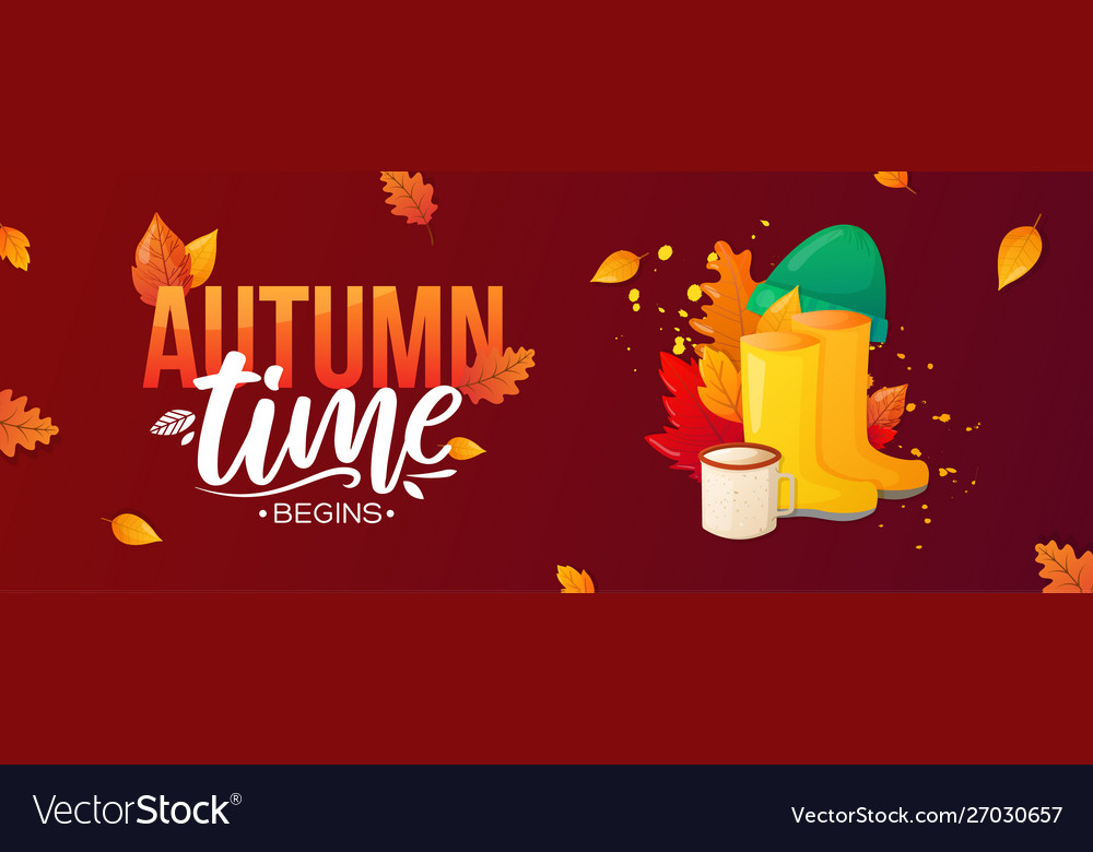 Welcome autumn fall season banner Royalty Free Vector Image