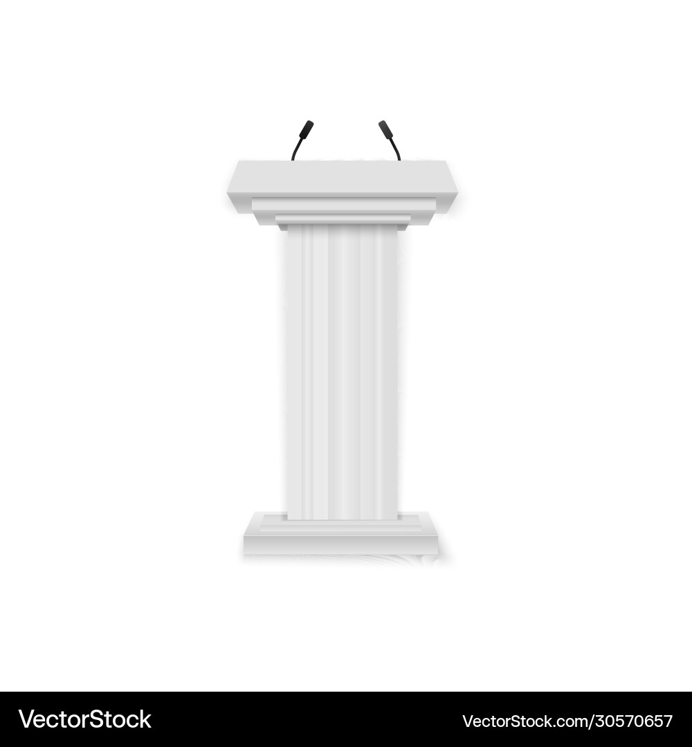 White podium microphones Royalty Free Vector Image