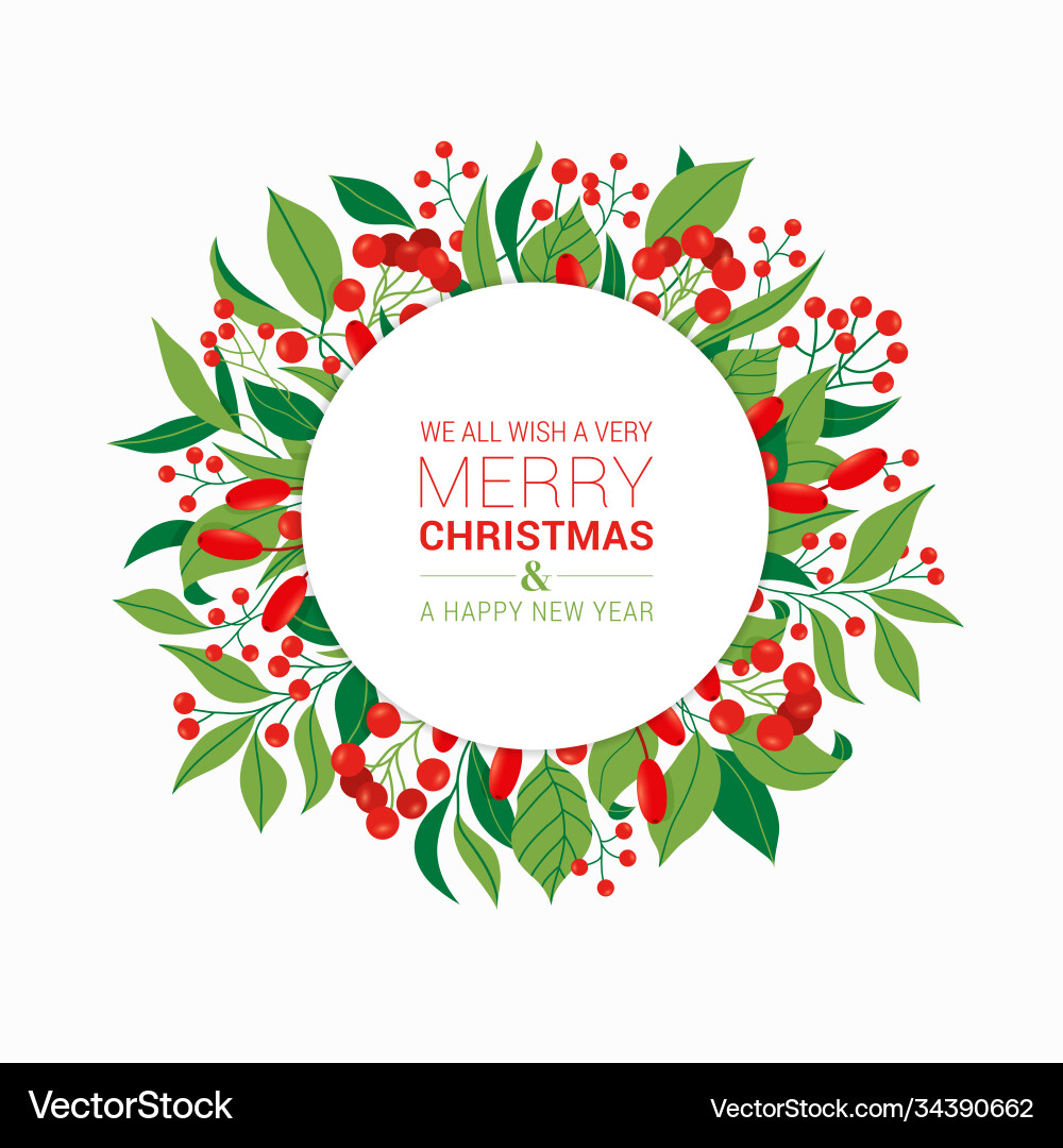 A round shaped christmas frame made with fir Vector Image