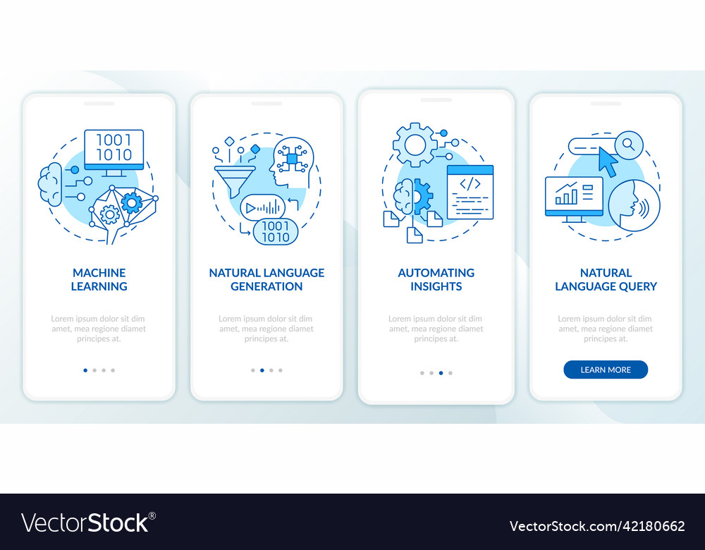 Advanced analytics blue onboarding mobile app Vector Image