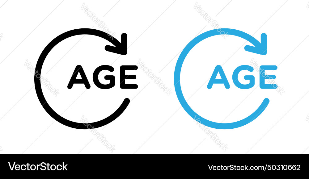 Age icon set old cycle imit logo symbol in black Vector Image