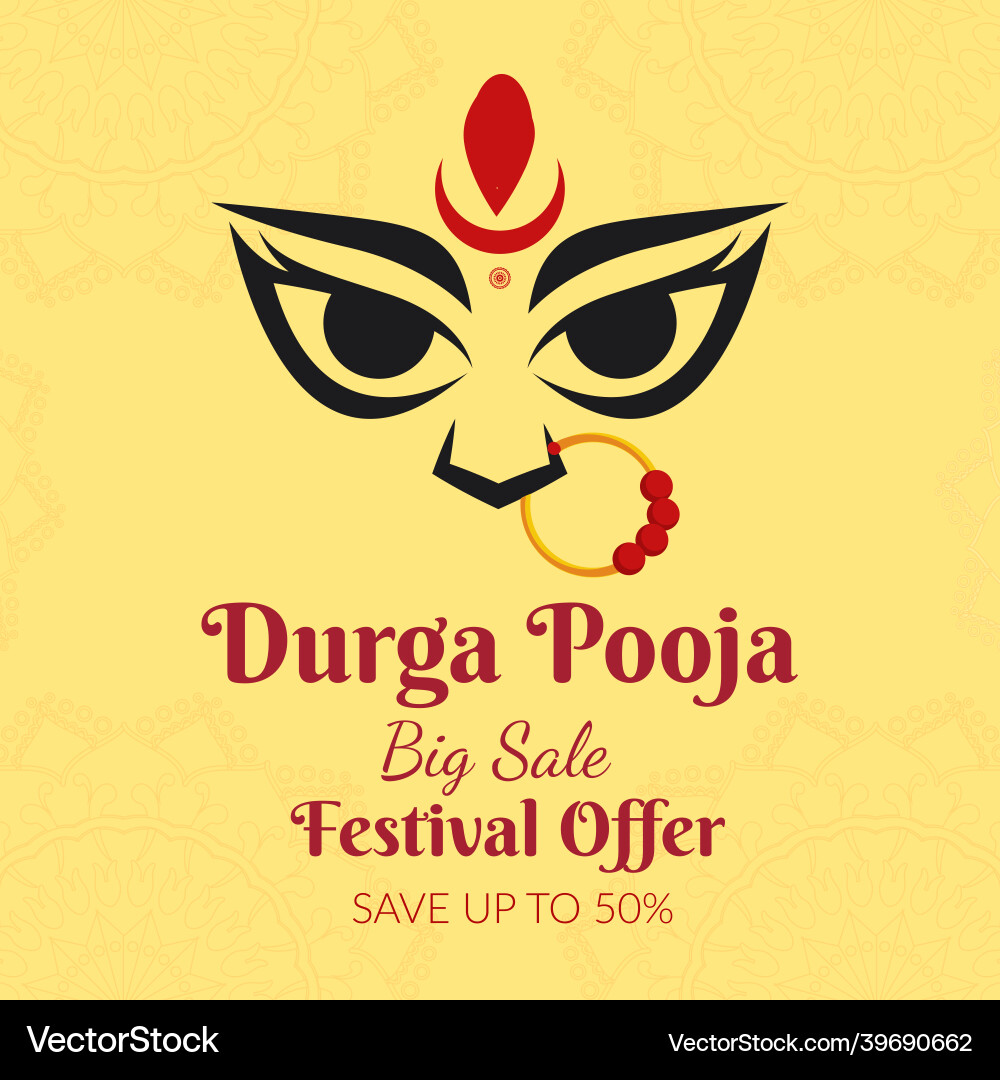 Banner design of durga pooja Royalty Free Vector Image