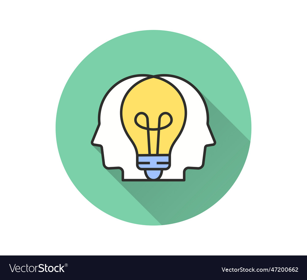 Brainstorm icon with long shadow for graphic Vector Image Brainstorm icon with long shadow for graphic Vector Image