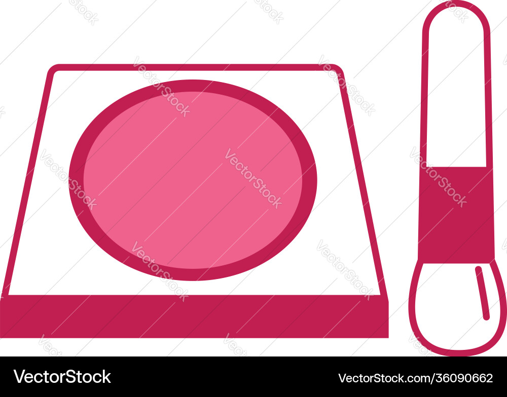 Bright pink blush and brush on white background Vector Image