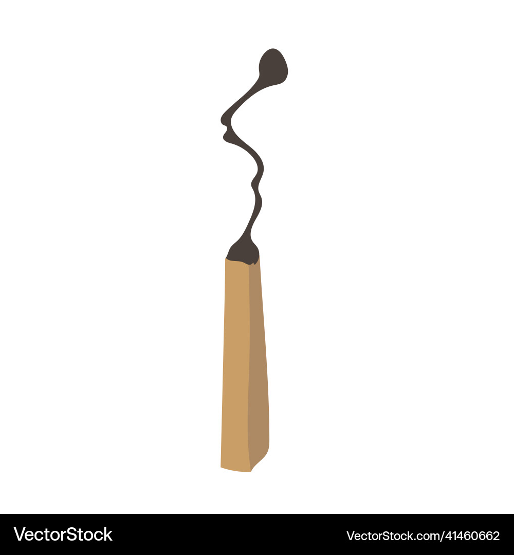 Burnt match black charred stick flat cartoon Vector Image