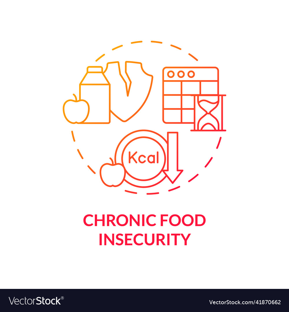 Chronic food insecurity red gradient concept icon Vector Image
