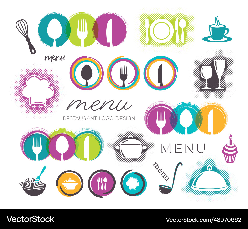 Creative set of restaurant menu signs Royalty Free Vector