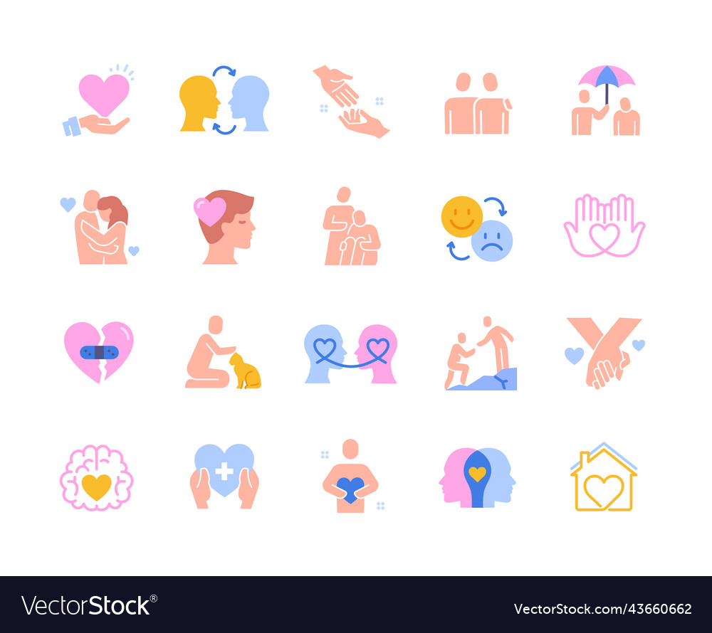 Empathy colorful icon set Royalty Free Vector Image Empathy colorful icon set Royalty Free Vector Image