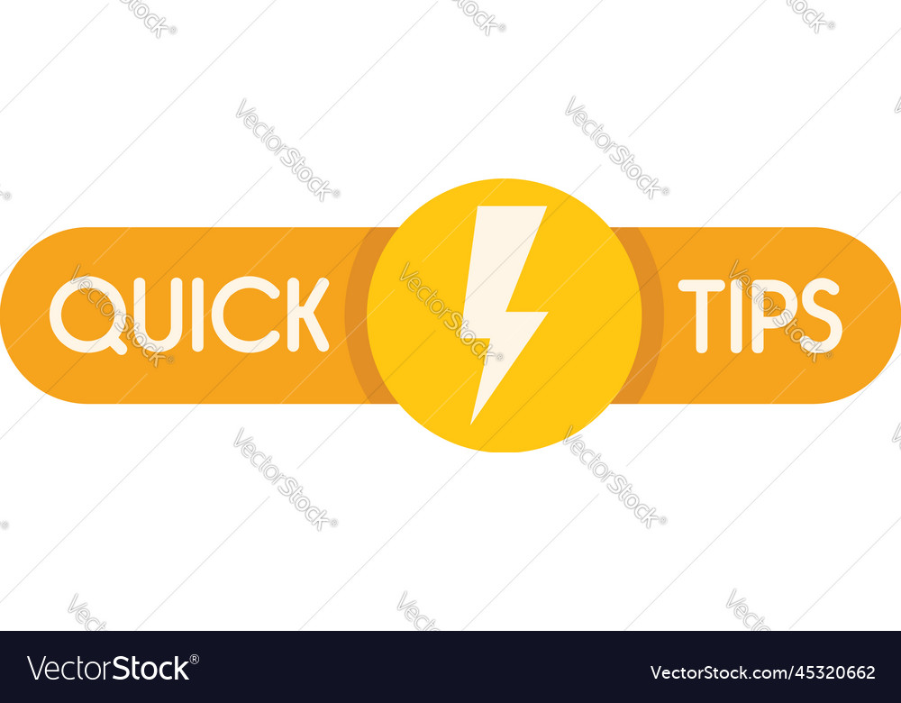 Flash tip icon flat quick trick Royalty Free Vector Image