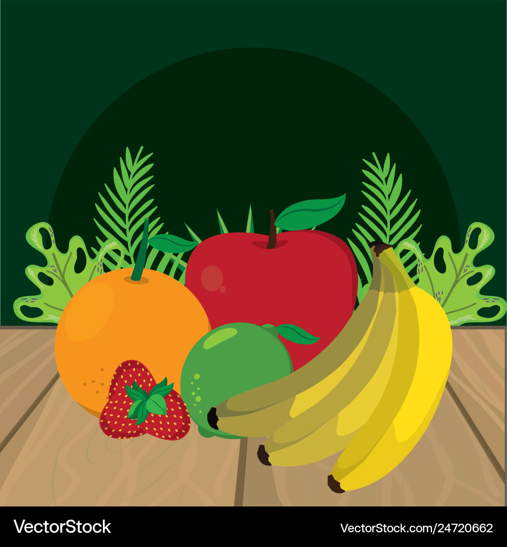 Fresh fruits cartoon Royalty Free Vector Image