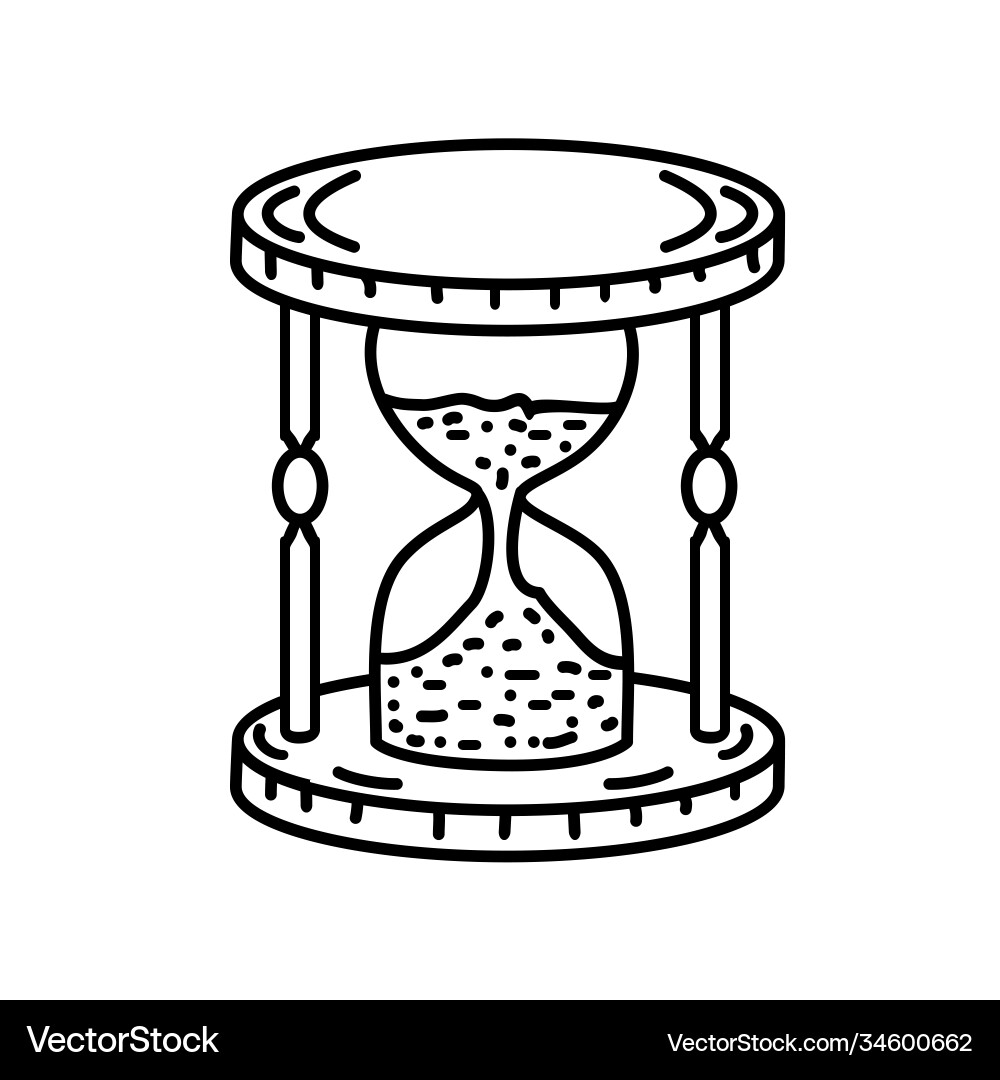 Glass hour icon doodle hand drawn or black Vector Image