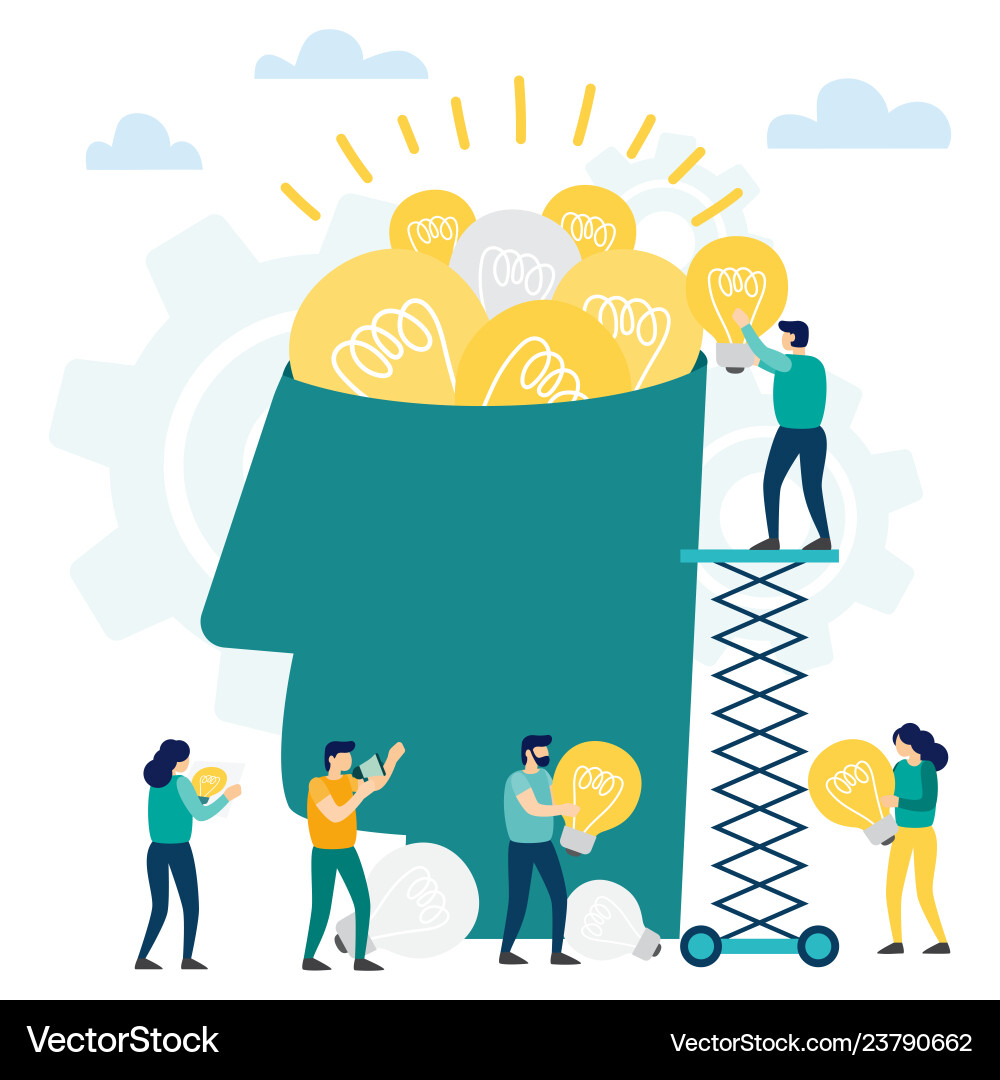 Head filled of ideas and thinks for analysis Vector Image