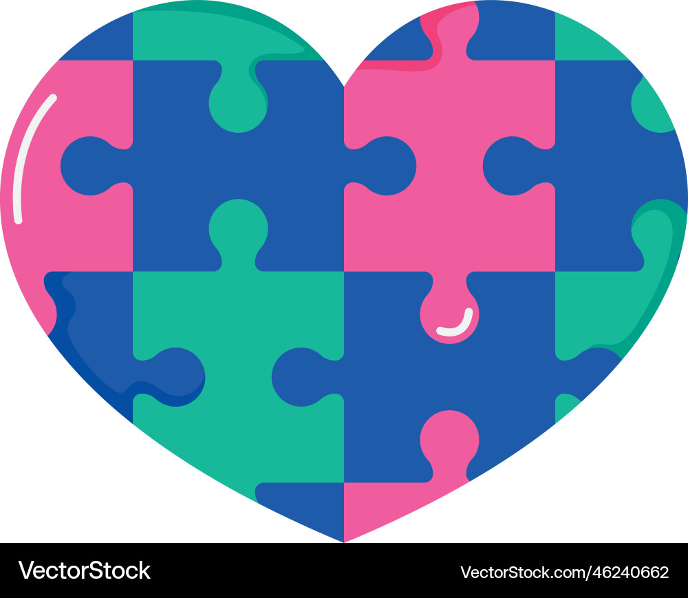 Heart puzzle pieces game Royalty Free Vector Image